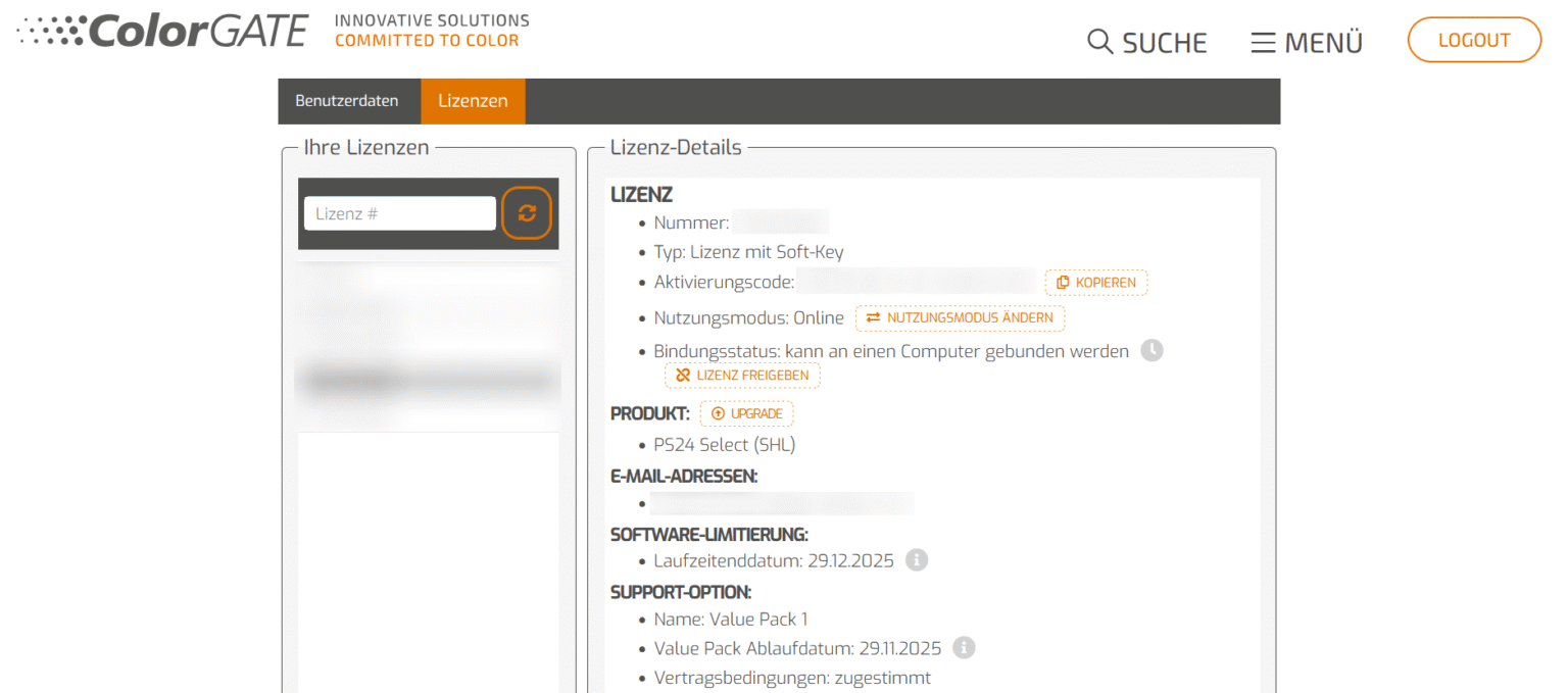 Self-Upgrade von Lizenzen mit Soft-Key – mit dem „Upgrade“-Button