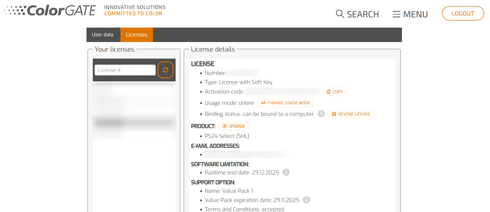 Self-Upgrade of Licenses With Soft Key — via the “Upgrade” Button