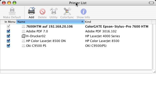 Setting up a ColorGATE Virtual Printer (Mac OS X)